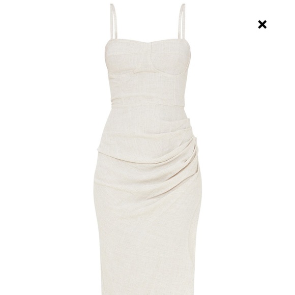 PrettyLittleThing | Dresses | Plt Stone Linen Strappy Gathered Skirt ...